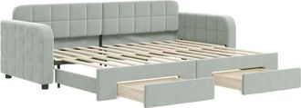 vidaXL Tagesbett Ausziehbar mit Schubladen Hellgrau 80x200 cm Samt Vidaxl