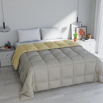 Italian Bed Linen ELEGANT Wintersteppdecke, Hellgrau/Creme, 260x260cm