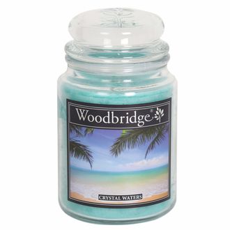Woodbridge Candle Duftkerze Crystal Waters, Apfel & Bernstein, Kerze im Glas, 565 g, 2 Dochte, 130 h Brenndauer, t&uuml;rkis