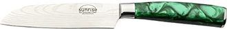 Rockingham Forge Santokumesser, Sunrise Kollektion, 12cm, Grüner Harzgriff, Klinge aus Rostfreiem Stahl, Edelstahl, Geschenkverpackung, RF-2104GN