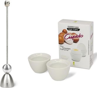 Take 2 Germany Take 2 Germany | Clack 99004/28-S Eierschalensollbruchstellenverursacher Set inkl. zwei Porzellan Eierbecher | Edelstahl mit Keramik - Motiv: Noten | 