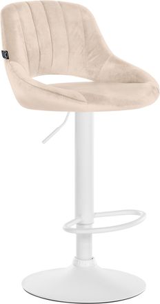 Clp Barhocker Milet I Samt-Bezug I Drehbarer Barstuhl, Farbe:Creme, Gestell Farbe:wei&szlig;