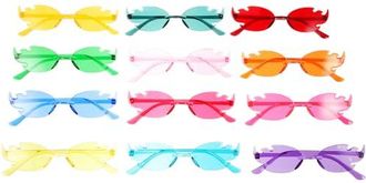 IFUNDOM 12 paires Lunettes Sans Monture Flamme Color&eacute;es pour F&ecirc;tes Disco Adulte Design Original pour Festival Club et Bal