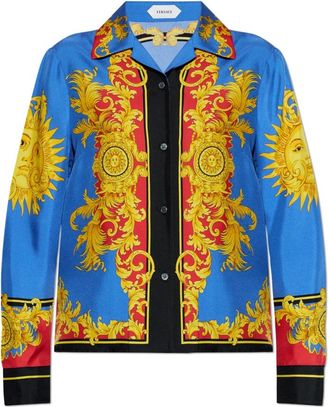 Versace Femme, Blouses et Chemises, Multicolore, Taille: 40 FR Chemise en Twill de Soie Imprim&eacute;