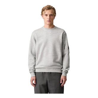 C.P. Company C.p. Company - SweaT-shirt en molleton &agrave; texture diagonale - Homme - Sweatshirts et sweats &agrave; capuche - Gris - Taille: XL