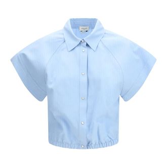 Jacob Cohen Kurzarmhemd aus Viskose-Leinen-Canvas mit Nadelstreifen - - Blouses & Shirts - Damen - Blau - M
