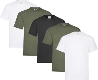 Fruit Of The Loom Lot de 5 T-shirts en coton épais pour homme, Tailles M L XL XXL 3XL, différents assortiments de couleurs, XL