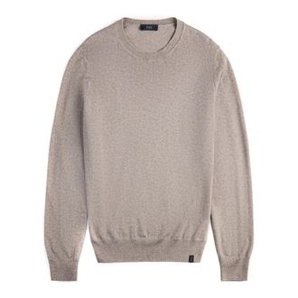 Fay Beiger Wollstrick Rundhalspullover - - Knitwear - Herren - Beige - 2XL