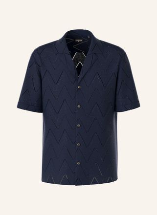 Strellson Strick-Resorthemd Clint Regular Fit blau