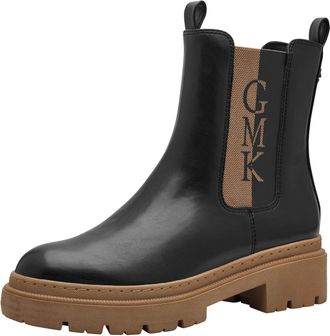 Marco Tozzi by Guido Maria Kretschmer Damen Chelsea Boots mit Plateau mit Reißverschluss, Schwarz (Black/Nature), 42 EU