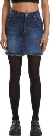 Urban Classics Damen Rock Ladies Heavy Mini Denim Skirt, Jeans Minirock, kurzer Jeansrock mit offenem Saum