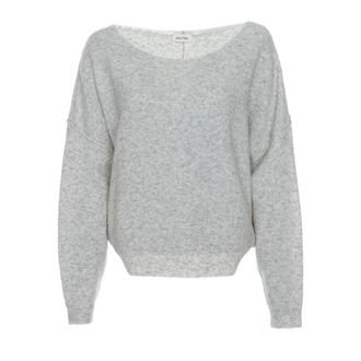 American Vintage Femme, Pulls, Gris, Taille: 36/38 FR Pull Large Col Bateau en Tricot