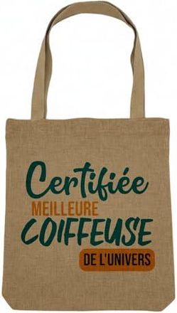 Fabulous Sac Shopping Tote Bag Aspect Lin - Certifi&eacute;e meilleure Coiffeuse de lunivers Mode Fashion - Sac de Courses Toile Epaisse 360g Beige Naturel Cabas Port