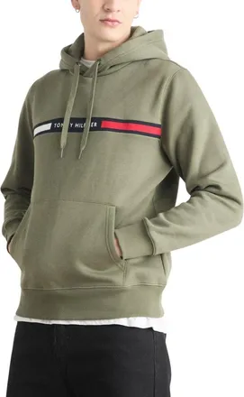 Tommy Hilfiger Herren Hoodie Chest Insert mit Bauchtasche, Gr&uuml;n (Battle Green), S