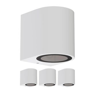 LEDs Com 4 St&uuml;ck Wandleuchte ALSE f&uuml;r au&szlig;en, IP54, Downlight, wei&szlig; matt, rund, 1x GU10 max. 35W