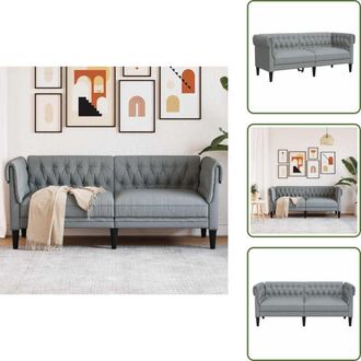 vidaXL The Living Store - Chesterfield-Sofa 2-Sitzer Hellgrau Stoff - Chesterfield Sofa - Couch - Ledercouch - Samtcouch - Grau Sofa