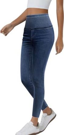 Minetom Jean Skinny Femme Taille Elastique Jeggings Taille Haute avec Poches Mode Slim Stretch Crayon Pantalon B Bleu Foncé XL