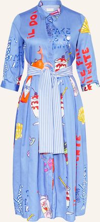 Milano Milano Italy Hemdblusenkleid Mit 3/4-Arm blau