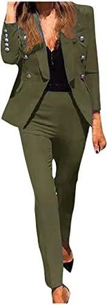 E.SSUE Tailleur Femme Ensemble Pantalon Mariage Ensemble de costume daffaires Costume de pantalon Chic Et Elegant &agrave; manches longues Slim Fit Costume 2 pi&egrave;ces