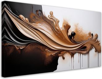 Feeby Leinwandbild - Bilder Wohnzimmer - Braune Abstraktion mit 3D-Effekt - 80x40 1tlg - Deko Schlafzimmer - Wanddekoration - Aesthetic - Groß Moderne Bild 