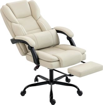 HOMCOM B&uuml;rostuhl, Ergonomischer Schreibtischstuhl mit Verstellbar R&uuml;ckenlehne, Fu&szlig;st&uuml;tze, H&ouml;henverstellbarer Drehstuhl aus Kunstleder Gepolstert Computerstuh