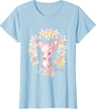 Disney Ostern Bambi Floral Watercolor Portrait T-Shirt