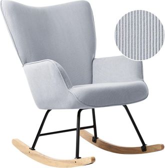 Beliani Schaukelsessel Hellblau Jumbo Cord Polsterung Metall Schwarz Beine Bequeme Breite R&uuml;ckenlehne und Armlehnen Wohnzimmer Schlafzimmer