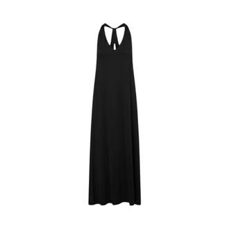 Liu Jo Femme, Robes, Noir, Taille: 38 FR Abito Lungo in Jersey Lucido Scollo allAmericana