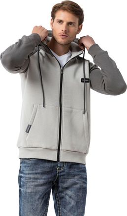 Cipo & Baxx Herren Sweatjacke Hoodie CL579 Grau - Stylischer Pullover im Modernen Casual Streetwear Stil mit Rei&szlig;verschluss & Kapuze f&uuml;r Alltag Freizeit & Party -