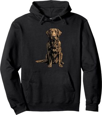 Whyitsme Design Braune, flach beschichtete Retriever-Hunde-Illustration Pullover Hoodie