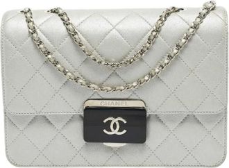 Chanel Sac &agrave; bandouli&egrave;re vintage en cuir Pre-owned - Femme - Pre-owned - Gris - Taille: ONE Size