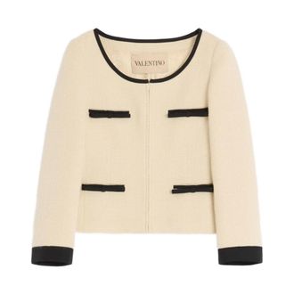 Valentino Garavani Femme, Vestes, Blanc, Taille: 38 FR Veste en tweed de laine unie