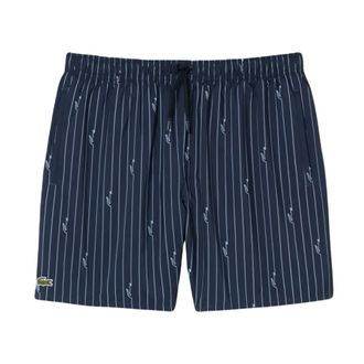 Lacoste Homme, Maillots de bain, Bleu, Taille: M Maillot de bain mi-long &agrave; imprim&eacute; crocodile