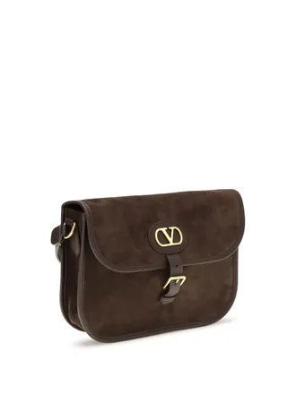 Valentino Garavani Mens Antibes Suede Shoulder Bag Testa Di Moro-Oak Brown Calf Leather Bos Taurus Moro/oak
