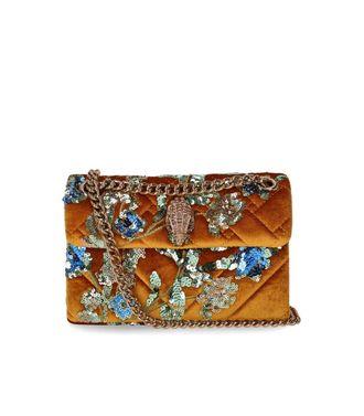 Kurt Geiger SAC &Agrave; BANDOULI&Egrave;RE VELVET MINI KENSINGTON MUSTARD KURT GEIGER