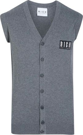 John Richmond &Auml;rmellose Strickweste - - Knitwear - Herren - Grau - S
