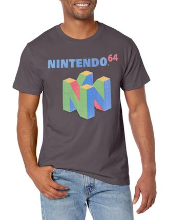 Nintendo Herren N64 Logo Kurzarm T-Shirt, anthrazit, XX-Large