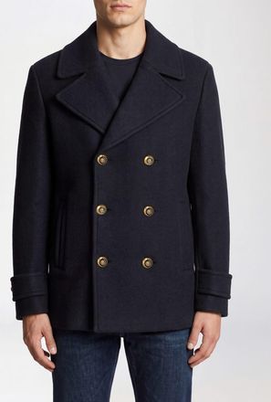 Balmain Zweireihiger Caban-Mantel aus Schurwollmischung mit klassischem Revers