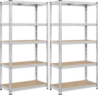 Songmics Schwerlastregal, 2er Set, Kellerregal, 50 x 100 x 200 cm, Schmetterling-Stecksystem, bis 875 kg belastbar, einfache Montage, Lagerregal, verstellbare 