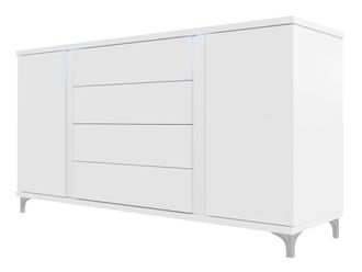 Mirjan24 Kommode Marokko 180 MR04, LED Beleuchtung, Anrichte, Dielenkommode, Mehrzweckschrank, Highboard, Sideboard, Wohnzimmer Schrank (Wei&szlig;/Wei&szlig; Hochglanz)