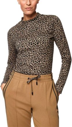 Marc Cain Langarmshirt Doggy Dogs Premium Damenmode Allover-Leomuster, taillierter Schnitt