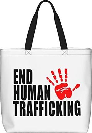 Generic Sac Fourre-Tout Halte &Agrave; La Traite Des &Ecirc;tres Humains Sac Biblioth&egrave;que Personnaliser R&eacute;utilisable Sacs En Toile, Pour Filles, Burea, Femmes, Shopping