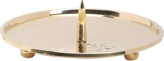 NKlaus Kerzenteller Ø12cm mit Dorn Rand & Füßen Messing Gold Kerznehalter Stumpenkerze 10557