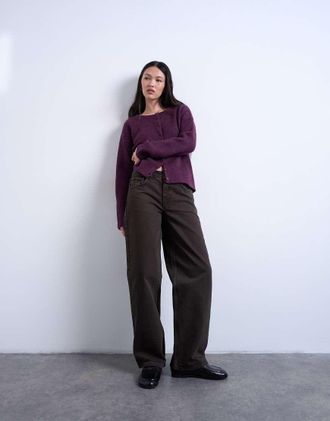 Topshop Cinch - Jean &agrave; taille basse - Chocolat-Brown