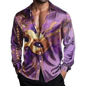 Generic Costumes de carnaval - Chemise &agrave; manches longues - Chemise d&eacute;t&eacute; color&eacute;e - Chemise &agrave; manches longues - Respirant - Chemise de plage l&eacute;g&egrave;re - Revers - C