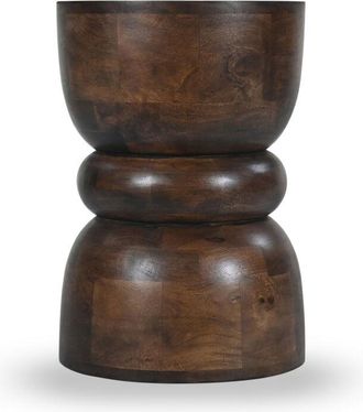 DRAWER Table dappoint en bois massif &oslash;33,5cm - Bois fonc&eacute; - PULAU