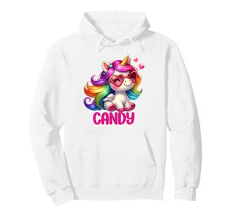 BDAZ S&uuml;&szlig;igkeiten-Einhorn-Name, personalisiertes Design Pullover Hoodie