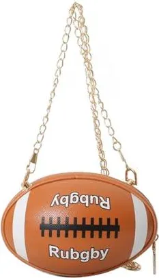 Generic Sac à main en forme de rugby pour femme - Sac à bandoulière fantaisie pour fille - Sac à main amusant pour femme pour lécole, marron, Taille unique