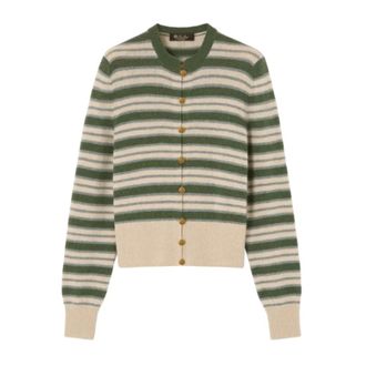 Loro Piana Gestreifter Cardigan mit Metallknopfverschluss - - Knitwear - Damen - Beige - S