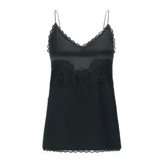 Riani Femme, Tops, Noir, Taille: 44 FR Top en viscose et soie avec bordure en dentelle